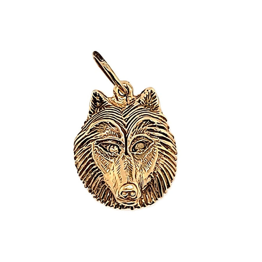 Wolf Head Charm in 10k Gold – Artistry in Gold